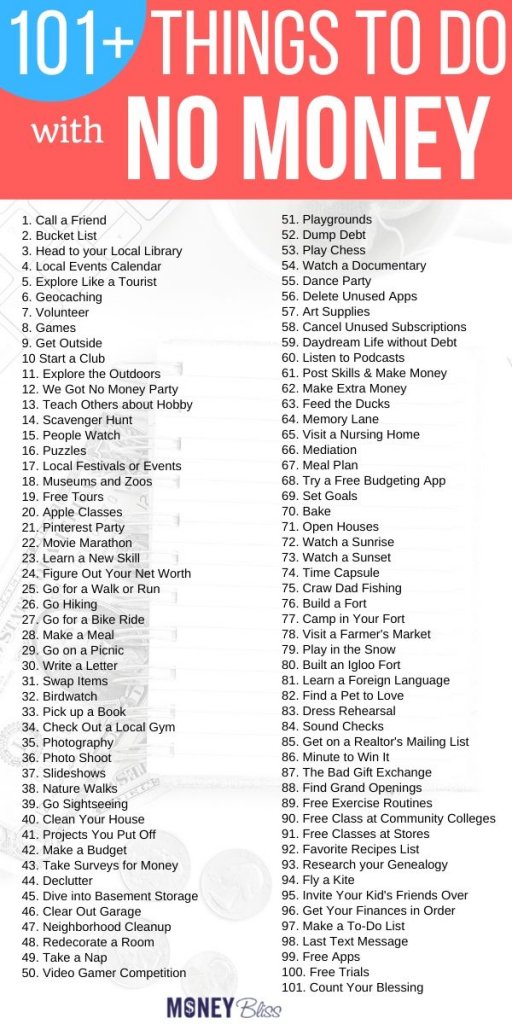 105 Fun Things To Do With No Money - Money Bliss