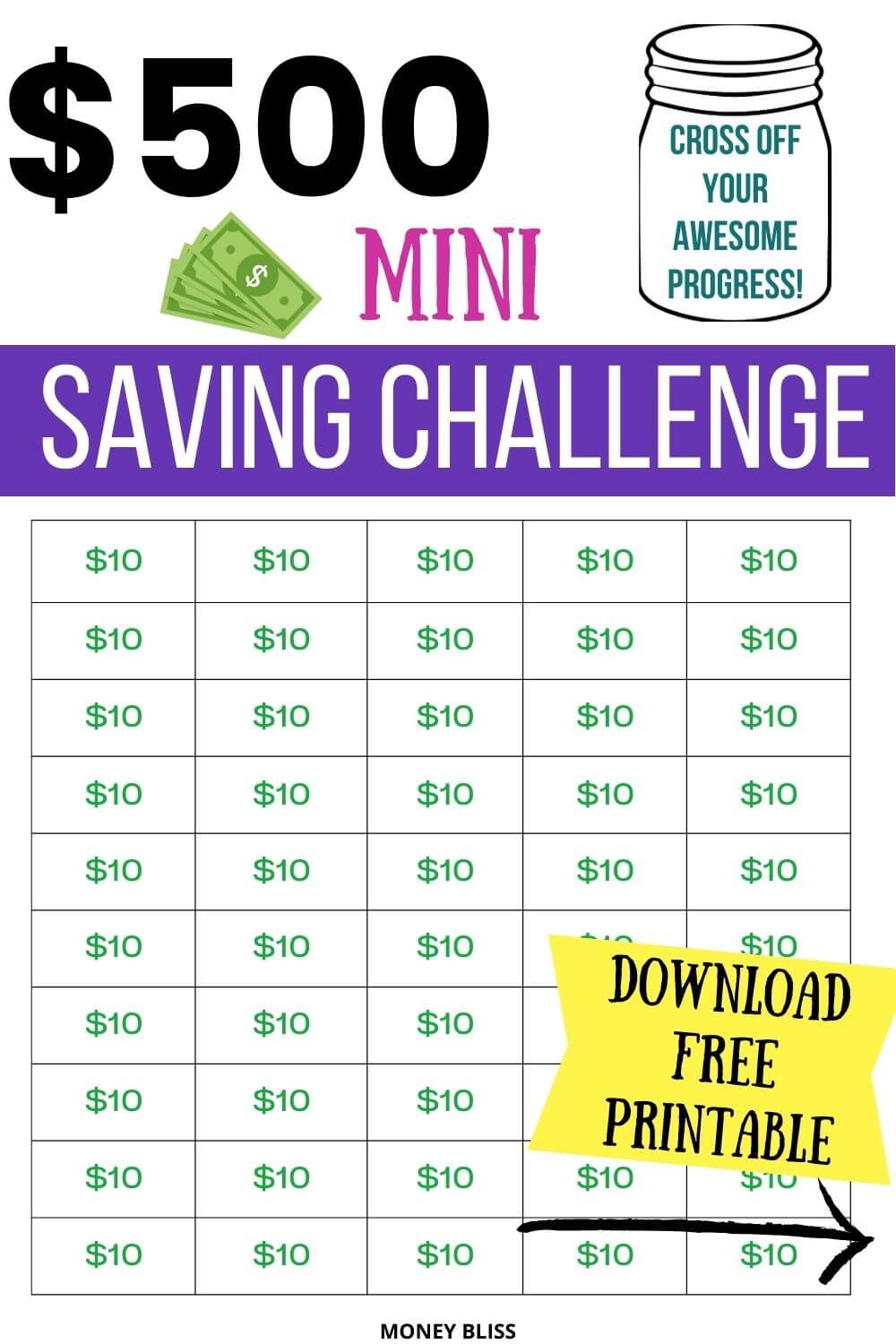 15 Mini Savings Challenge Printables To Save More Money - Money Bliss